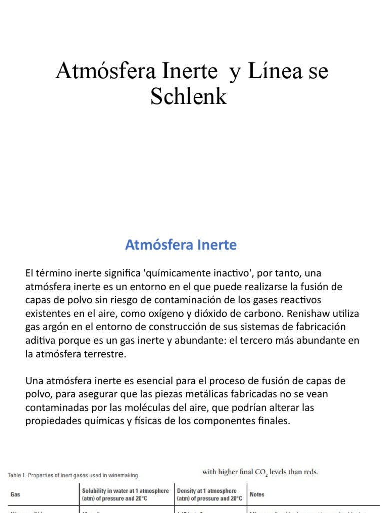 Atmósfera Inerte y Línea Se Schlenk | PDF | Argón | Atmósfera