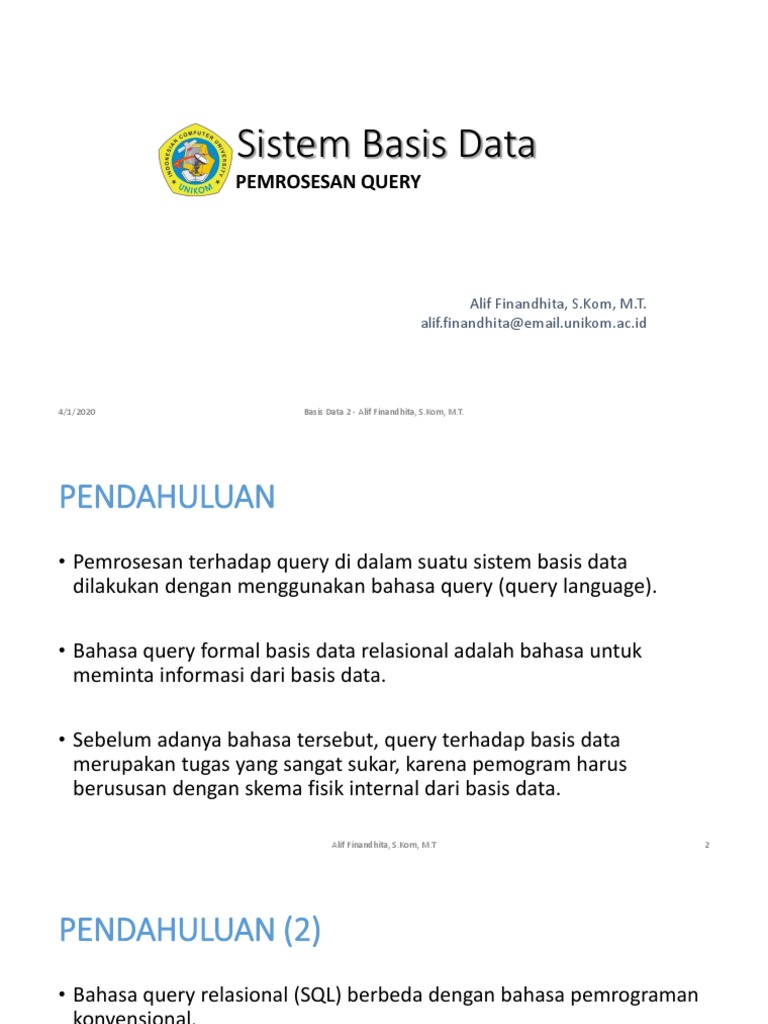 3 - Sistem Basis Data - Pemrosesan Query | PDF
