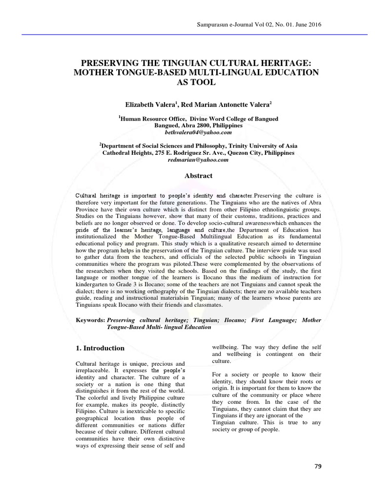 Preserving Tinguian Cultural Heritage | PDF | First Language ...