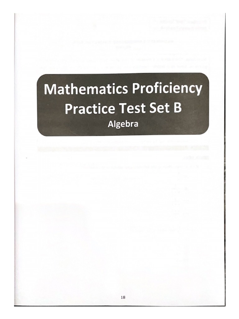 Mathematics Proficiency Practice Test Set B | PDF