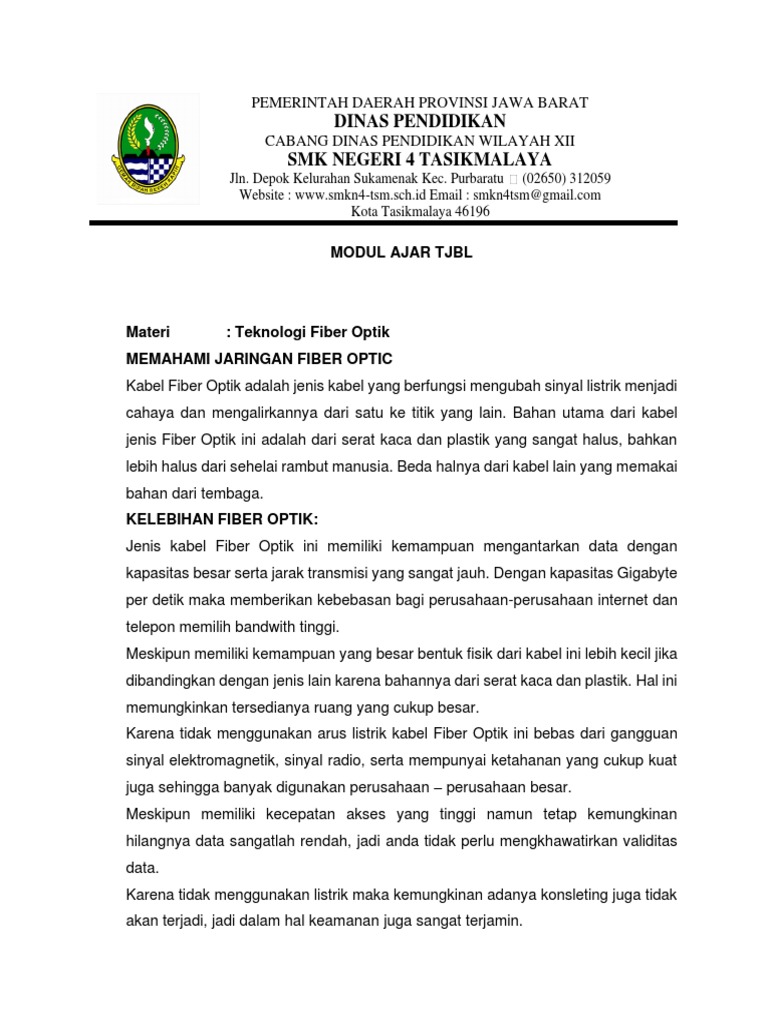Modul Ajar Fiber Optik | PDF | Teknologi & Rekayasa