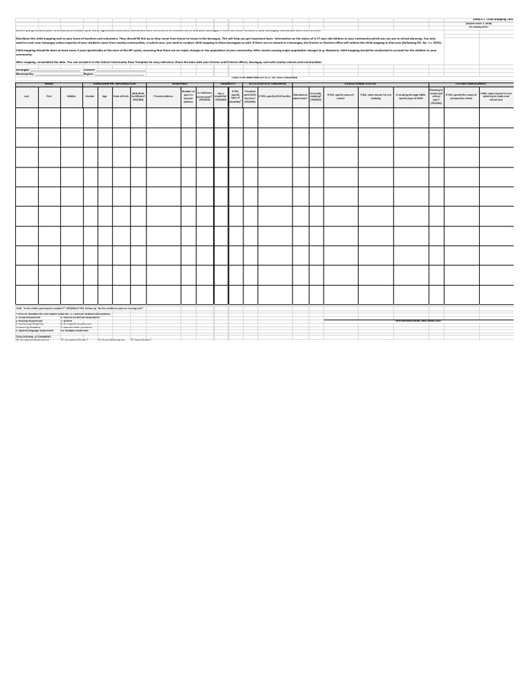 Child Mapping Form | PDF | Disability | Behavioural Sciences