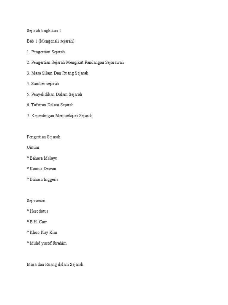Sejarah Tingkatan 1 Notes | PDF