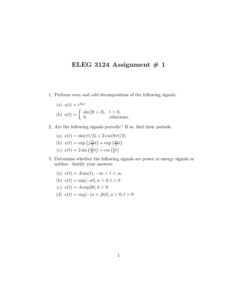 ELEG 3124 Fourier Series and Transforms Assignments | PDF | Rectifier | Fourier Transform