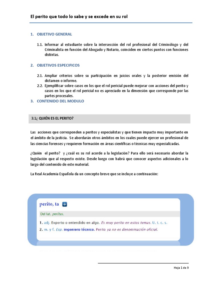 Rol del Perito en el Proceso Penal | PDF | Testigo experto | Experto