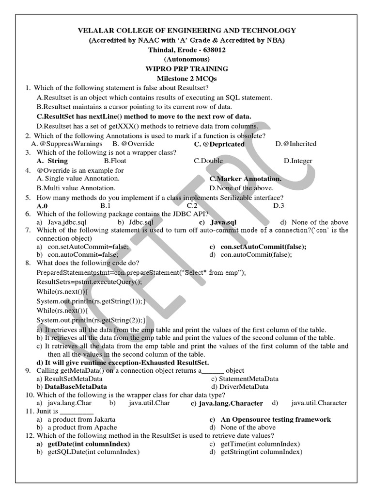 ML2 All MCQ's | PDF | Method (Computer Programming) | Class (Computer ... ML2 All MCQ's | PDF | Method (Computer Programming) | Class (Computer ...