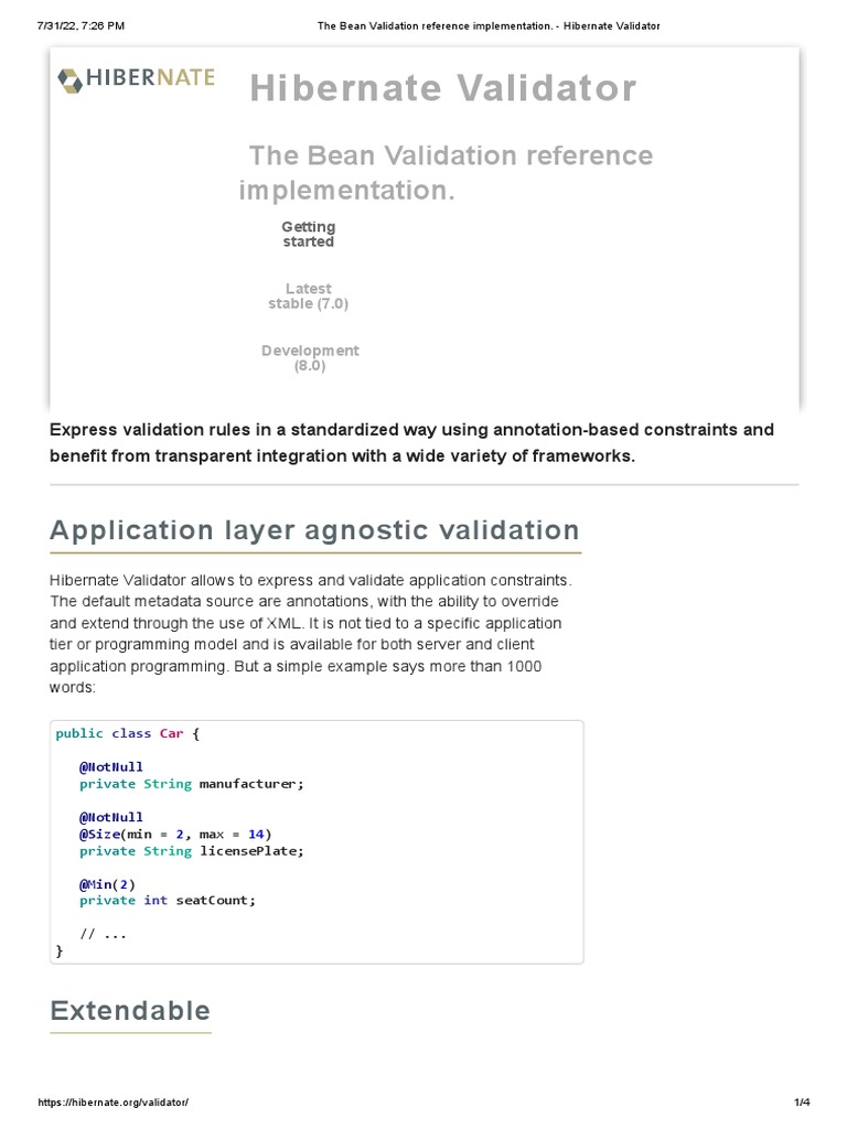 The Bean Validation Reference Implementation. - Hibernate Validator | PDF | Application Software ...