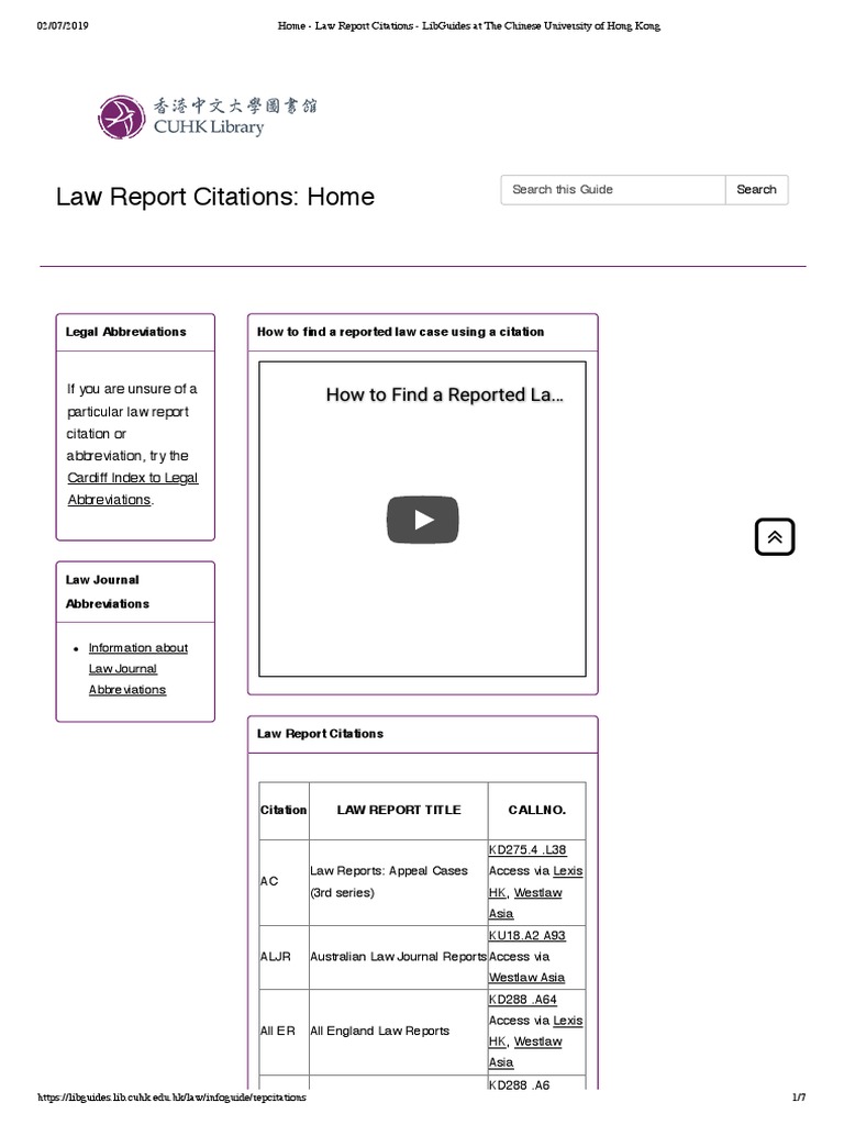 Law Report Citations | PDF | Lexis Nexis | Common Law