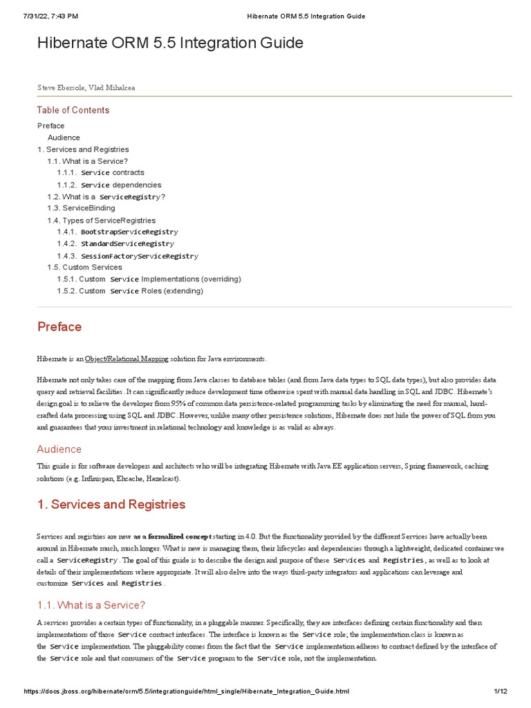 Hibernate Orm 5 5 Integration Guide Pdf Computing Computer