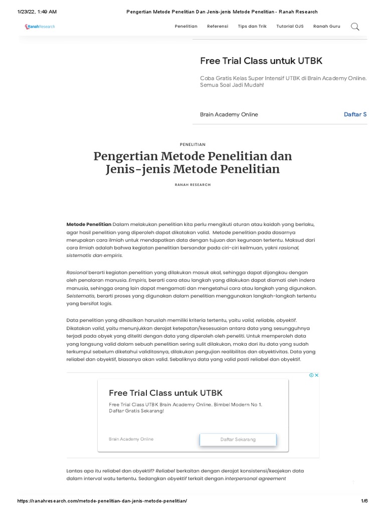 Pengertian Metode Penelitian Dan Jenis-Jenis Metode Penelitian - Ranah ...