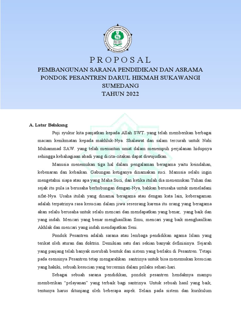 Proposal Asrama Santri 2022 | PDF