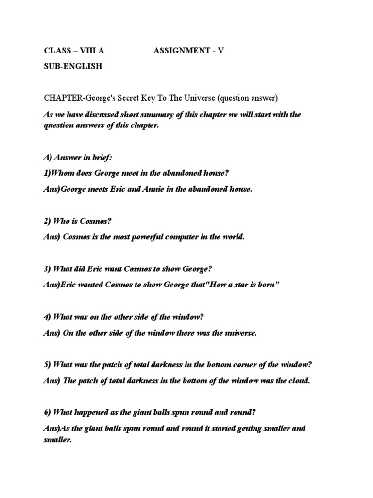 Georges Secret Key To The Universe Cosmos From
