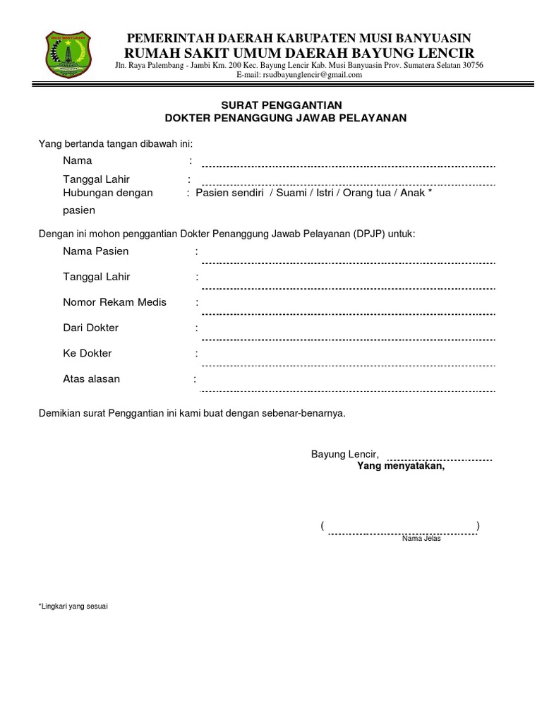 Form Penggantian DPJP | PDF