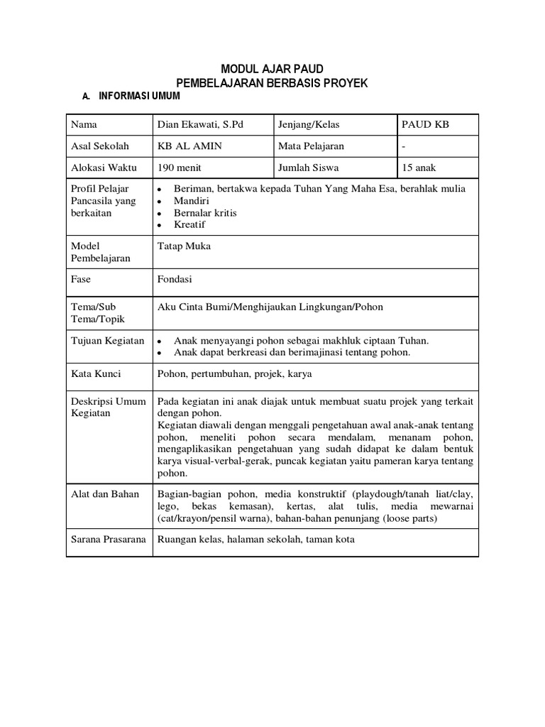 Modul Ajar Paud | PDF