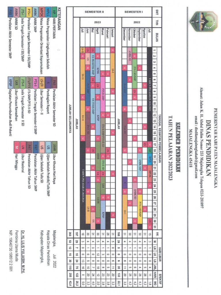 Draft - Kalender Pendidikan Kab Majalengka 2022-2023 | PDF