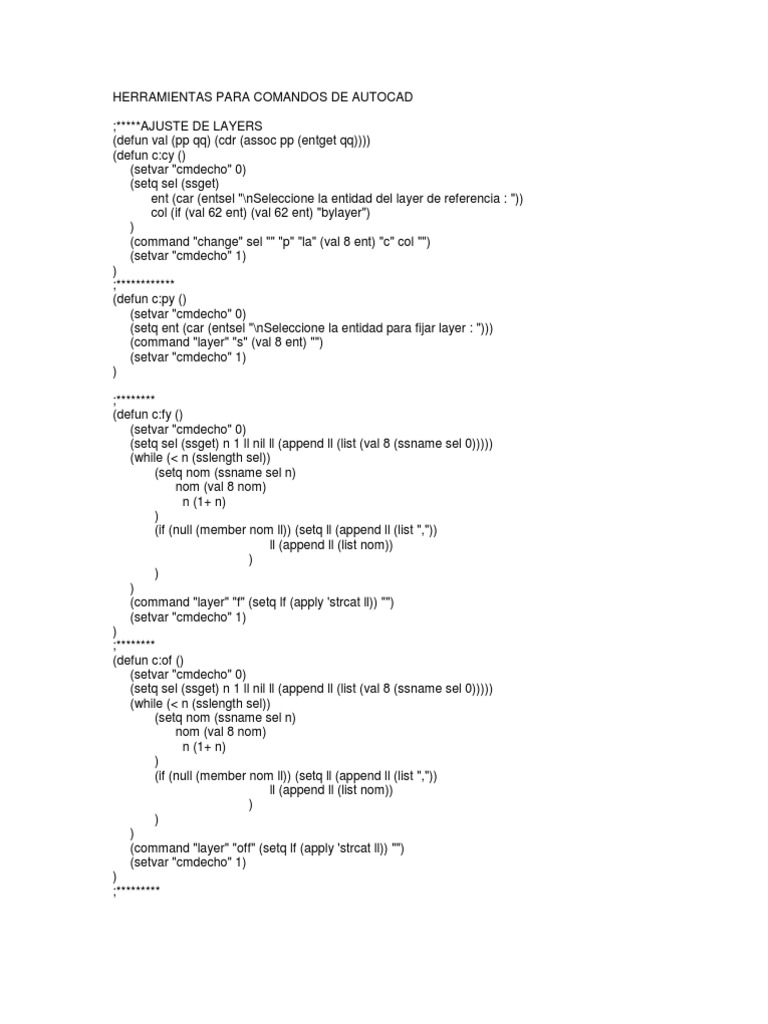 Autolisp TOOLS | PDF | Auto Cad | Computer Programming
