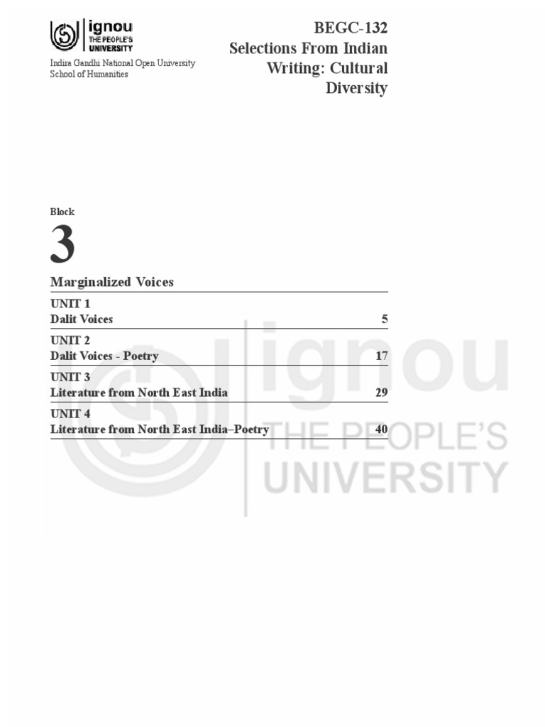 BEGC-132 Selections From Indian Writing: Cultural Diversity ...