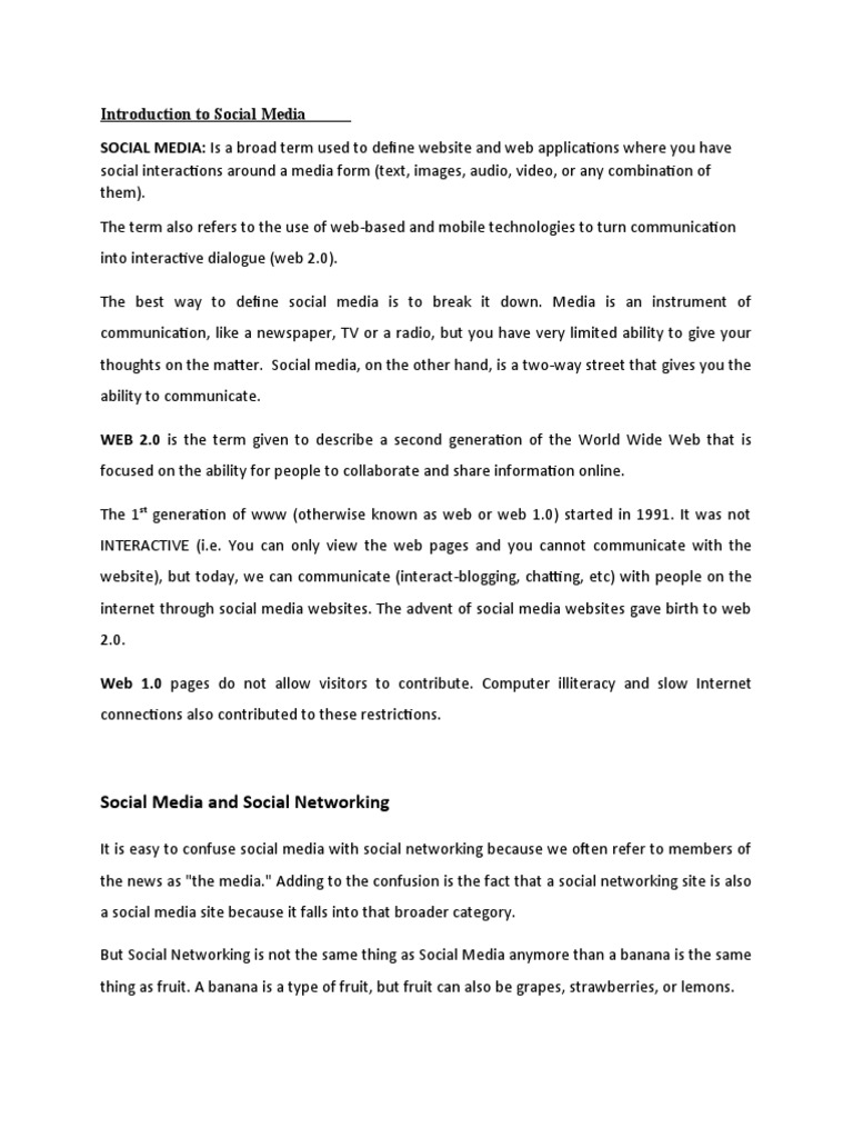 Introduction To Social Media | PDF | Social Networking Service | Websites