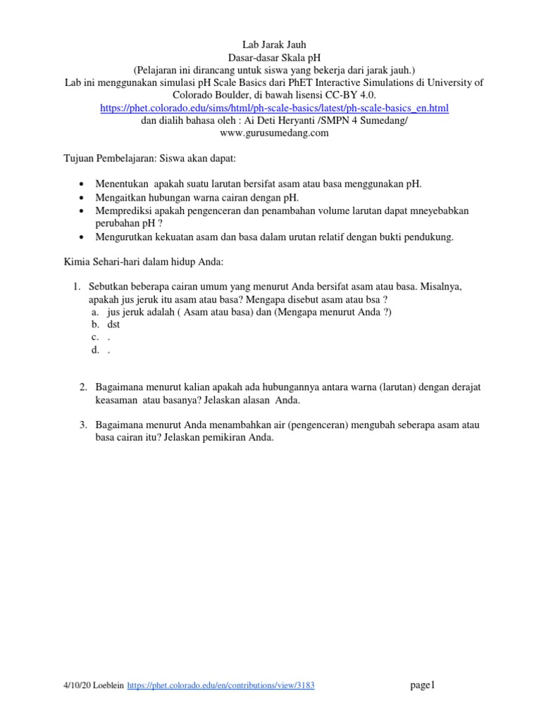 IND PH Scale Basics Remote Lab1 | PDF