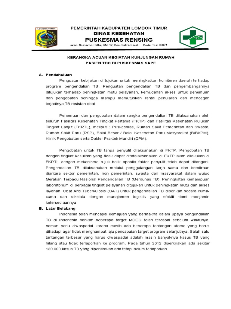 Kak Kunjungan Rumah Pasien TB Paru | PDF