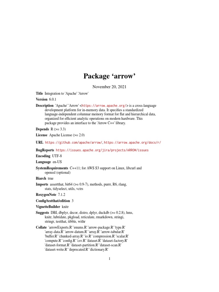 Package Arrow': November 20, 2021 | PDF | Array Data Structure | Parameter (Computer Programming)
