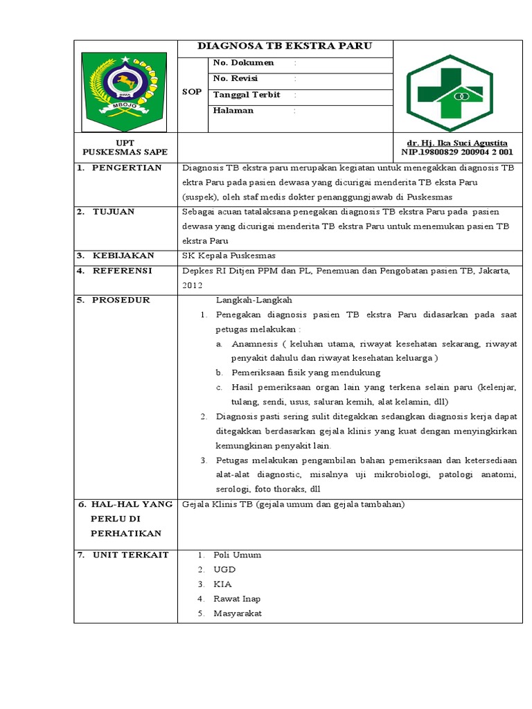 Sop Diagnosa TB Ekstra Paru | PDF | Pengembangan Diri | Kesehatan Holistik