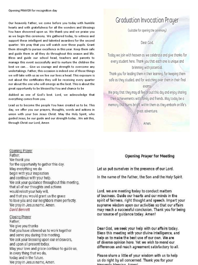 Opening PRAYER For Recognition Day | PDF | Wellness