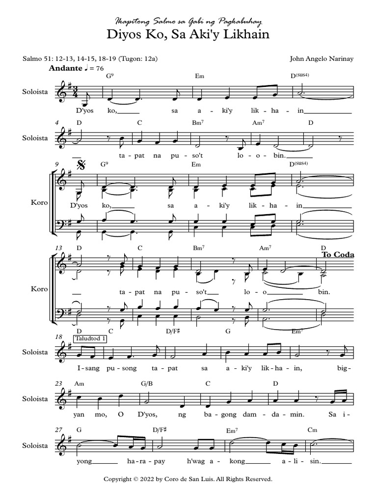 Diyos Ko, Sa Aki'y Likhain | PDF