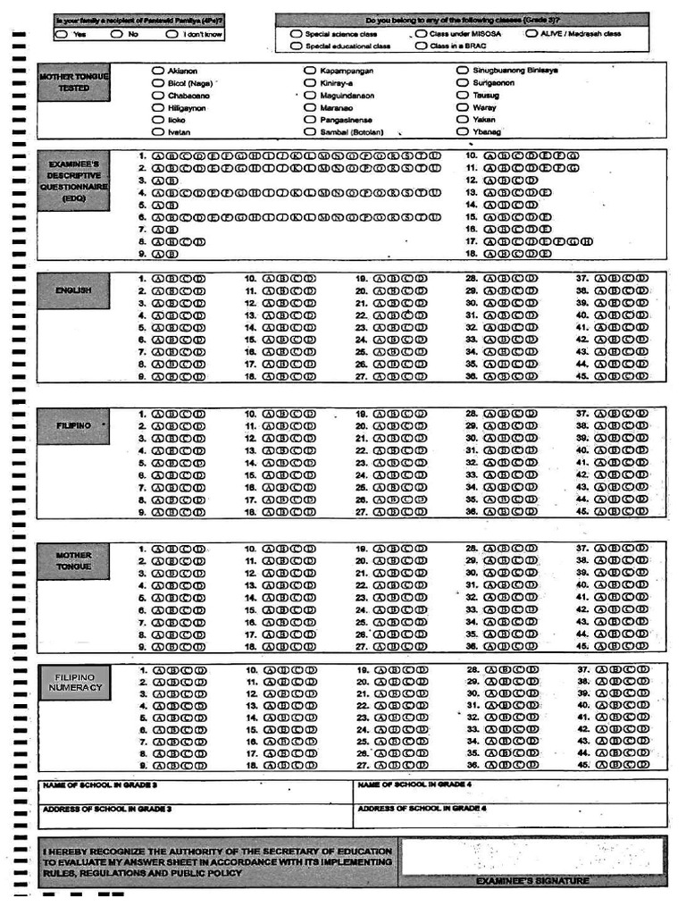 Answer Sheet Lapg | PDF