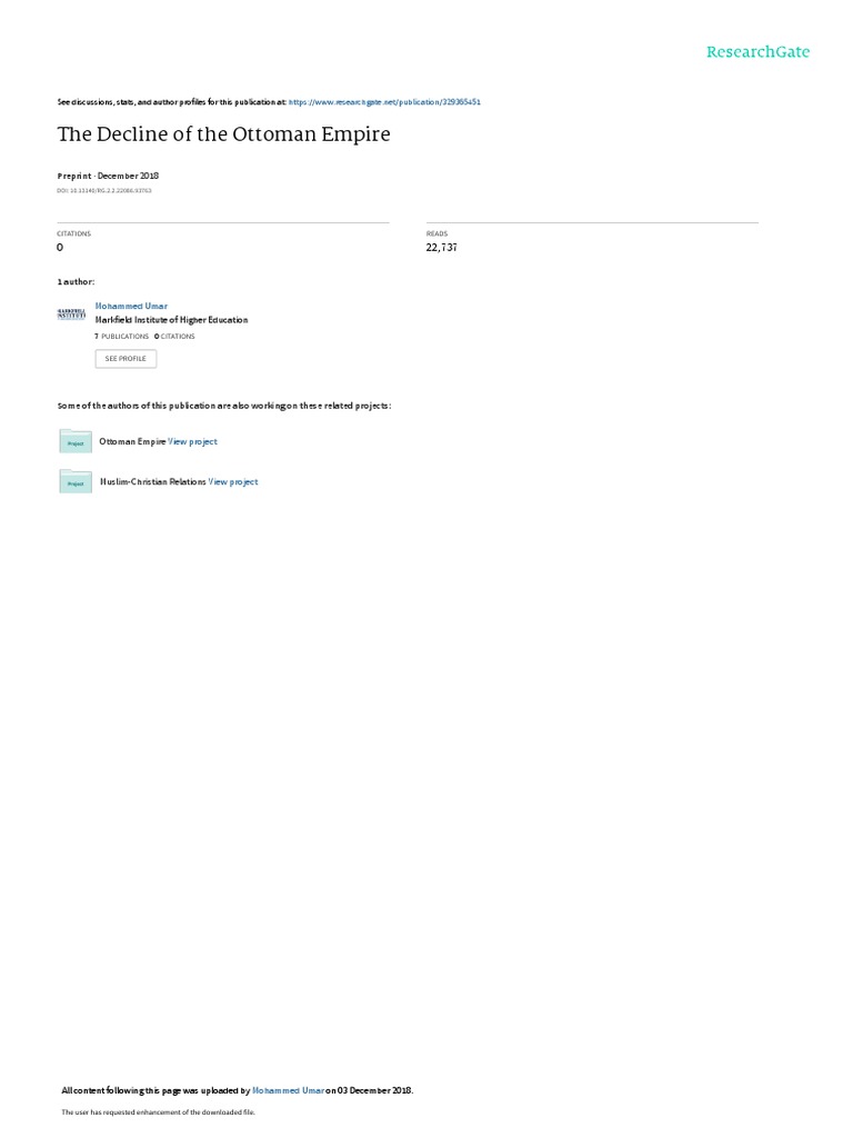 The Decline of The Ottoman Empire | PDF | Ottoman Empire | Empire