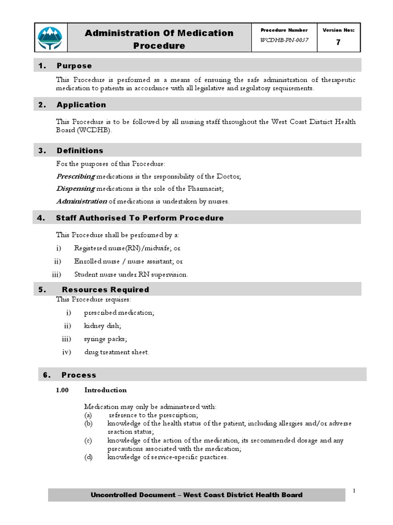 Medication Administration Procedure Guide | PDF | Injection (Medicine ...