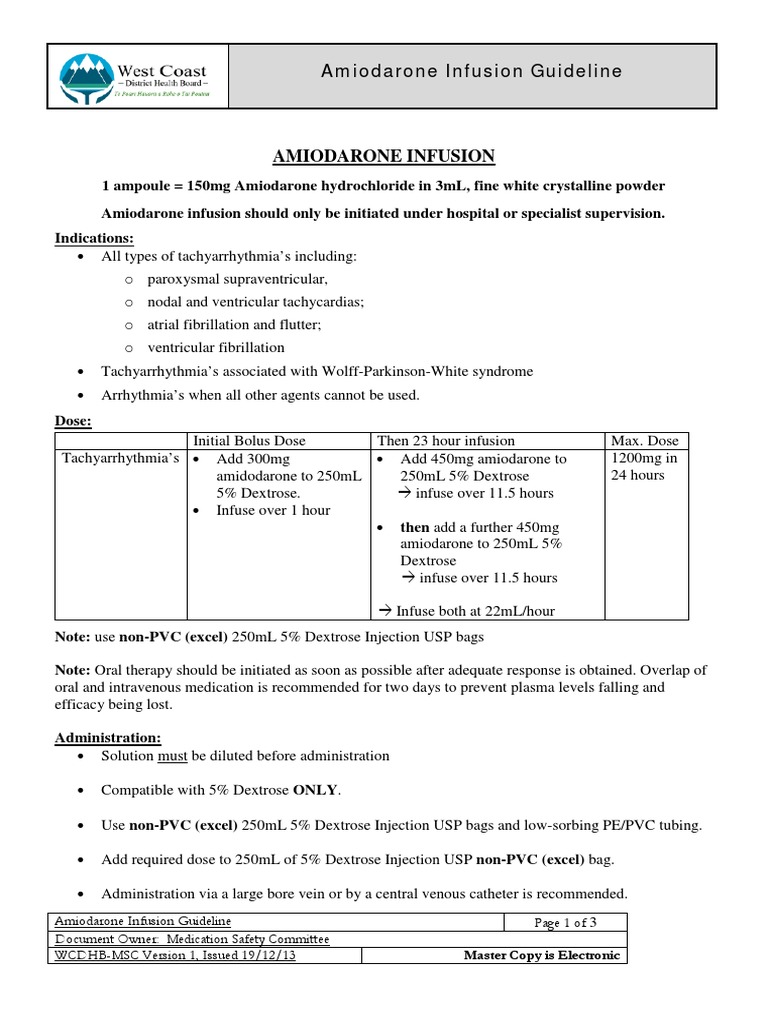 Amiodarone Infusion Guideline | PDF | Intravenous Therapy | Heart