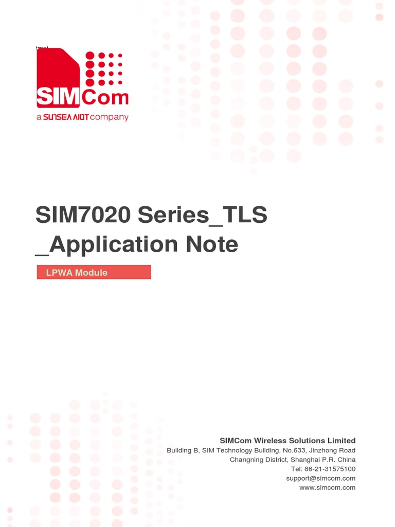 SIM7020 Series - TLS - Application Note - V1.03 | PDF | Transport Layer ...