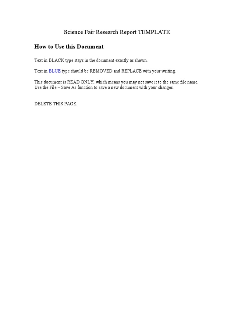 Science Fair Report Template Guide | PDF | Experiment | Chart