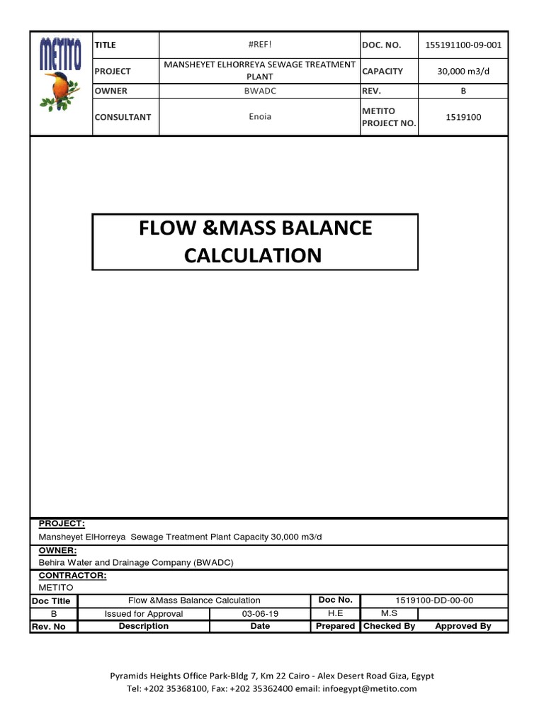 Mansheyet Elhorreya STP Mass Balance-03jun2019 | PDF | Sewage Treatment ...