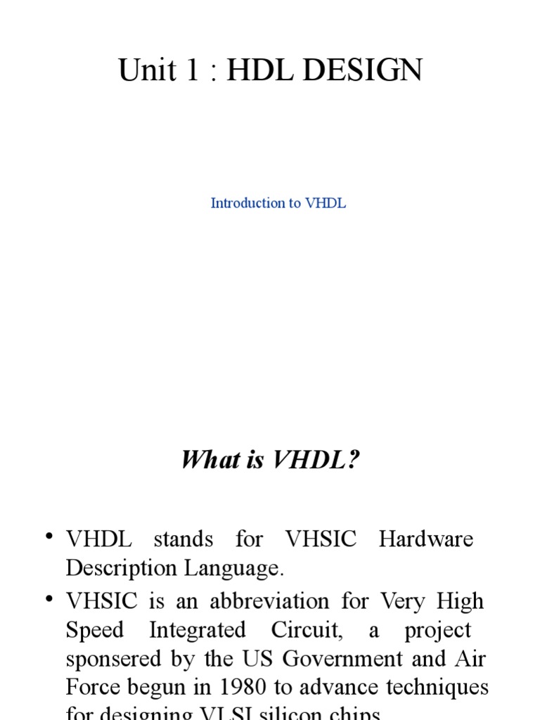 Unit 1 HDL Design | PDF | Vhdl | Logic Synthesis