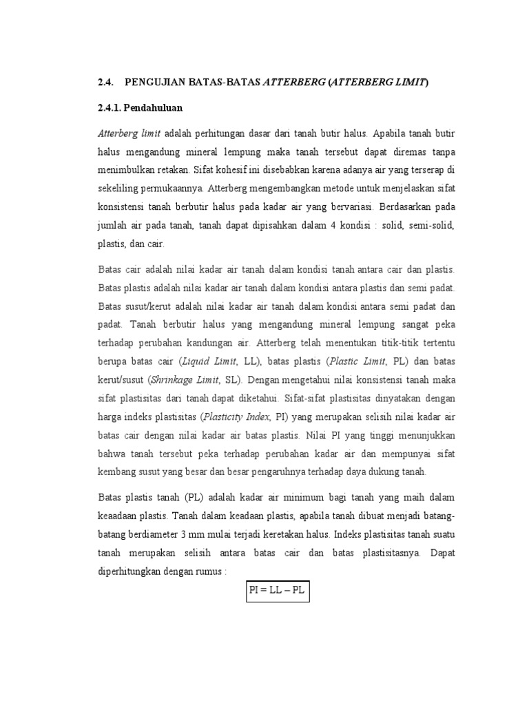 Pengujian Batas Atterberg Tanah | PDF