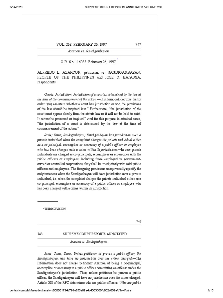 Azarcon vs. Sandiganbayan G.R. No. 116033. February 26, 1997. | PDF ...