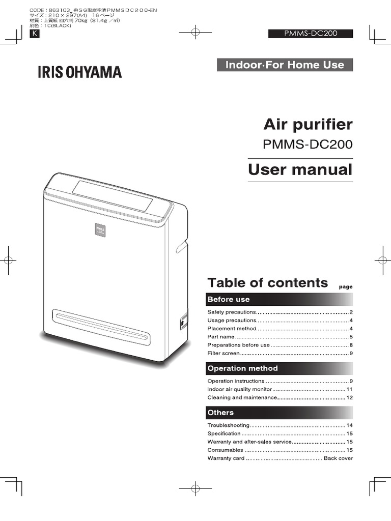 Manual Air Purifier Ruangan GM | PDF