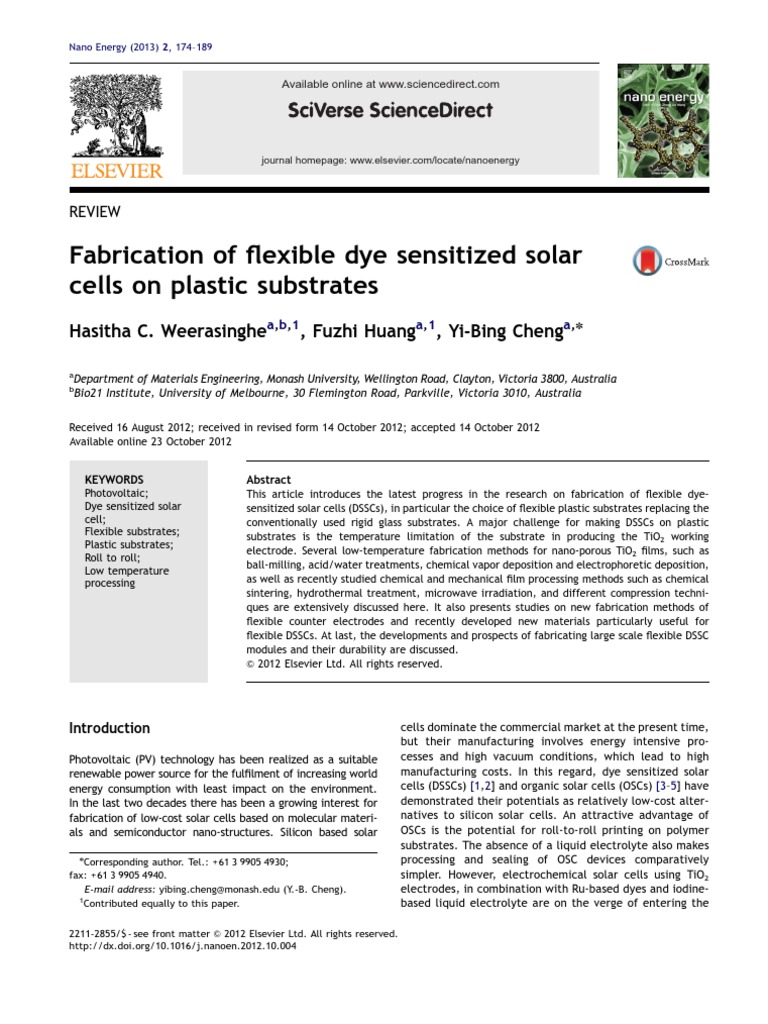 Fabrication of Flexible Dye Sensitized Solar Cells On Plastic ...