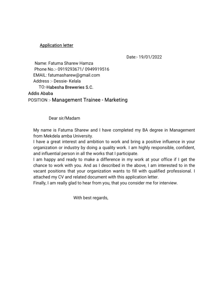 Management Trainee Application | PDF