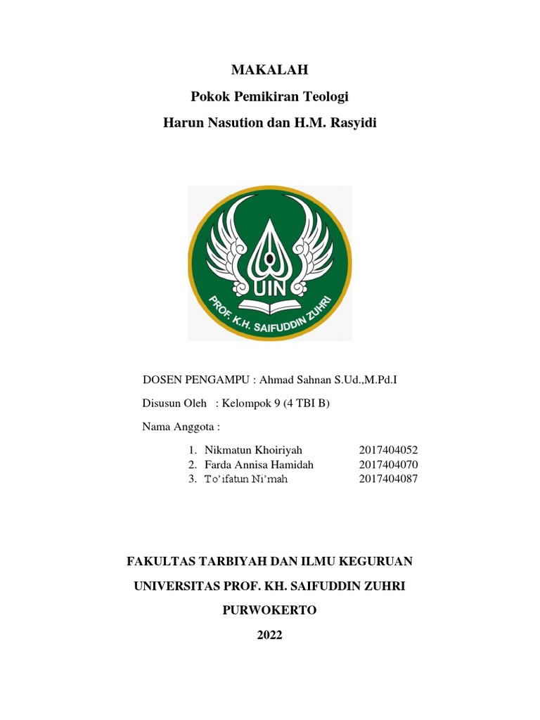 Pokok Pemikiran Teologi Harun Nasution Dan H.M Rasjidi-1 | PDF | Filsafat
