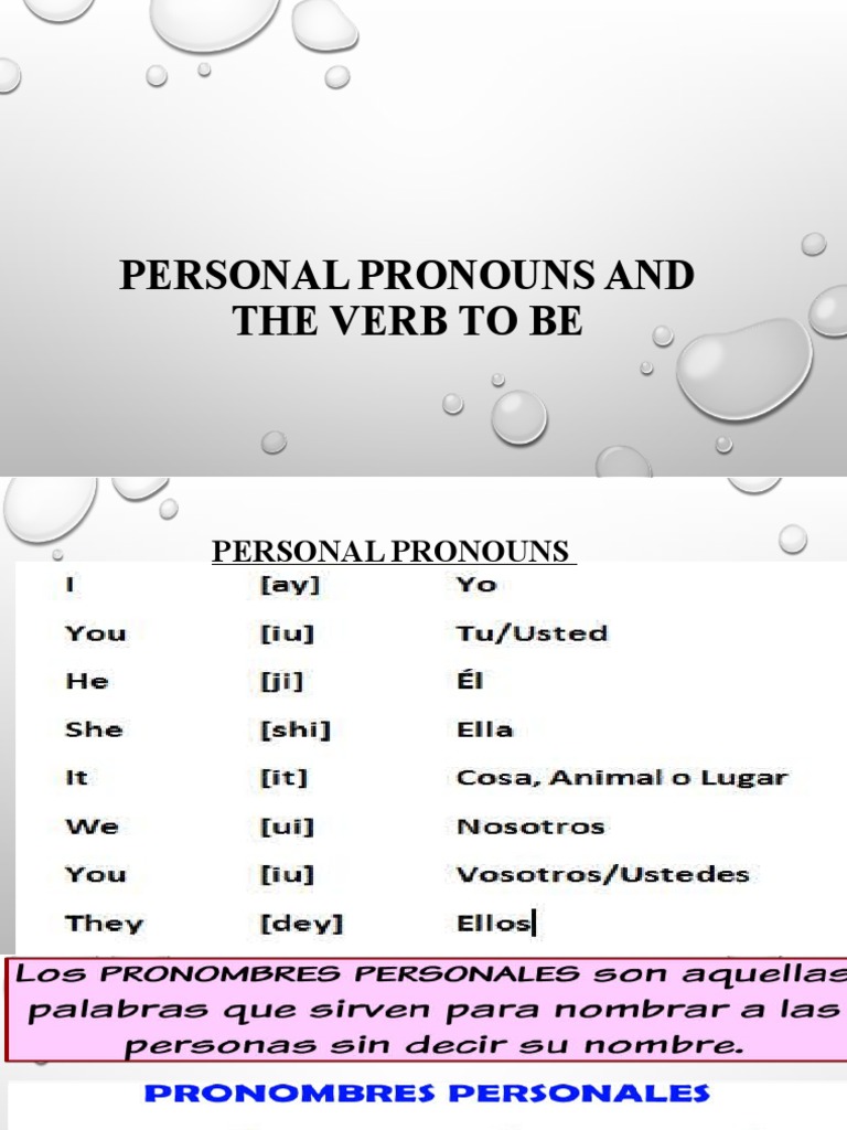 Personal Pronouns and The Verb To B | PDF