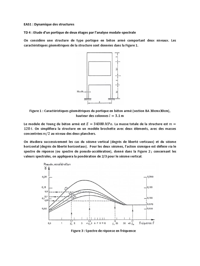 TD Calcul Sismique 2020 | PDF | Mode normal | Ingénierie mécanique