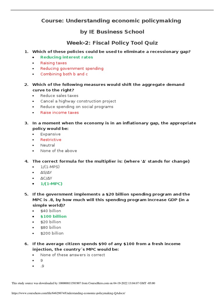 Course: Understanding Economic Policymaking by IE Business School Week ...
