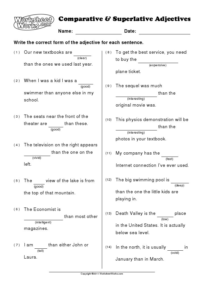 Worksheet Works Comparative and Superlative Adjectives 2 | PDF ...