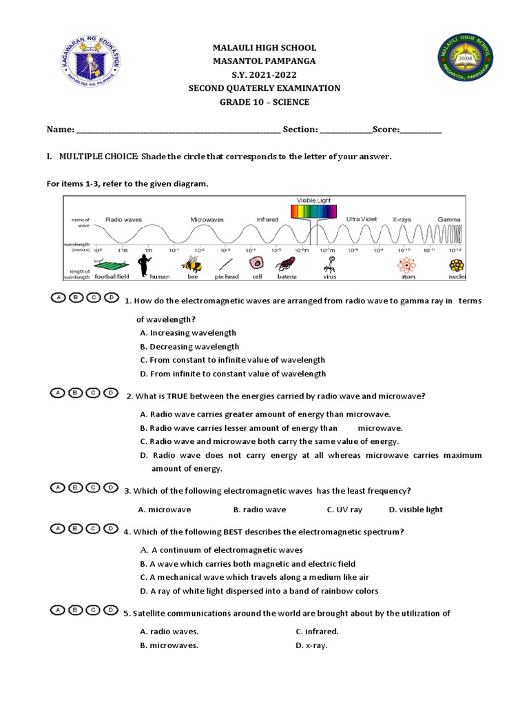 g10-2nd Quarter Exam Science 10 | PDF | Radio | Waves