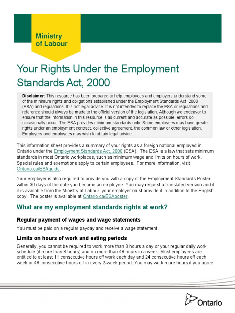 Your Rights Under Ontario's Employment Laws: An Overview of Key ...