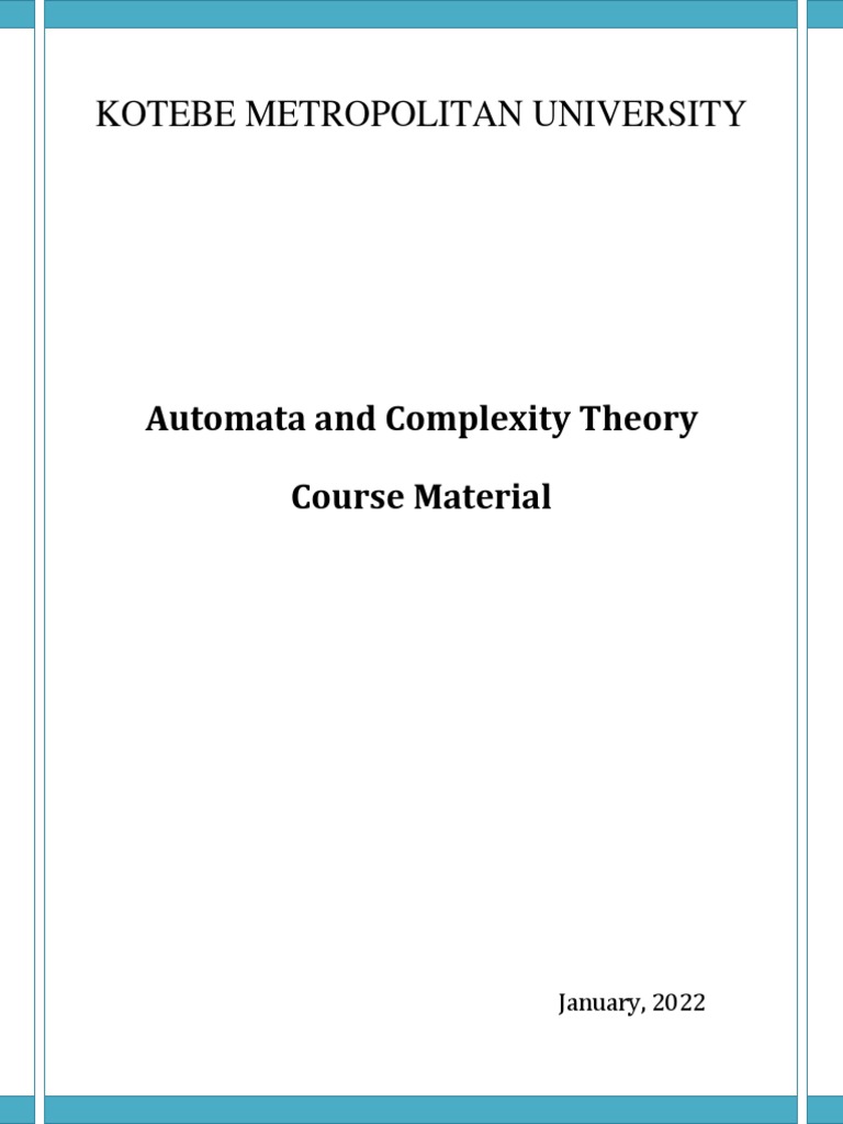 Automata and Complexity Theory Reading Material | PDF | Set ...