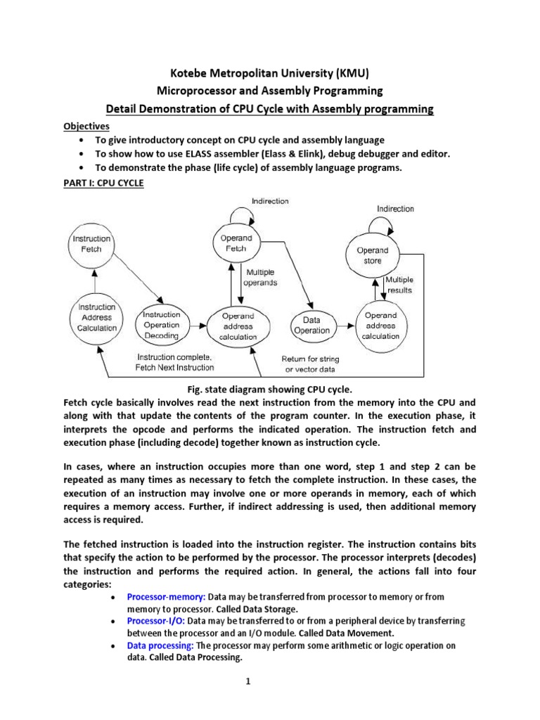 CPU Cycle and Assembly Programming | PDF | Assembly Language | Central Processing Unit
